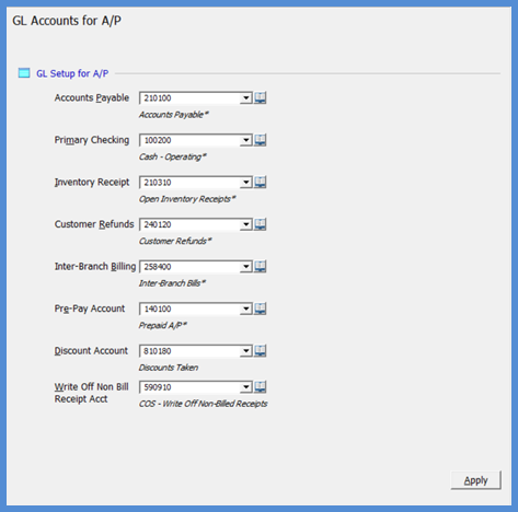 GL Account Defaults (AP)